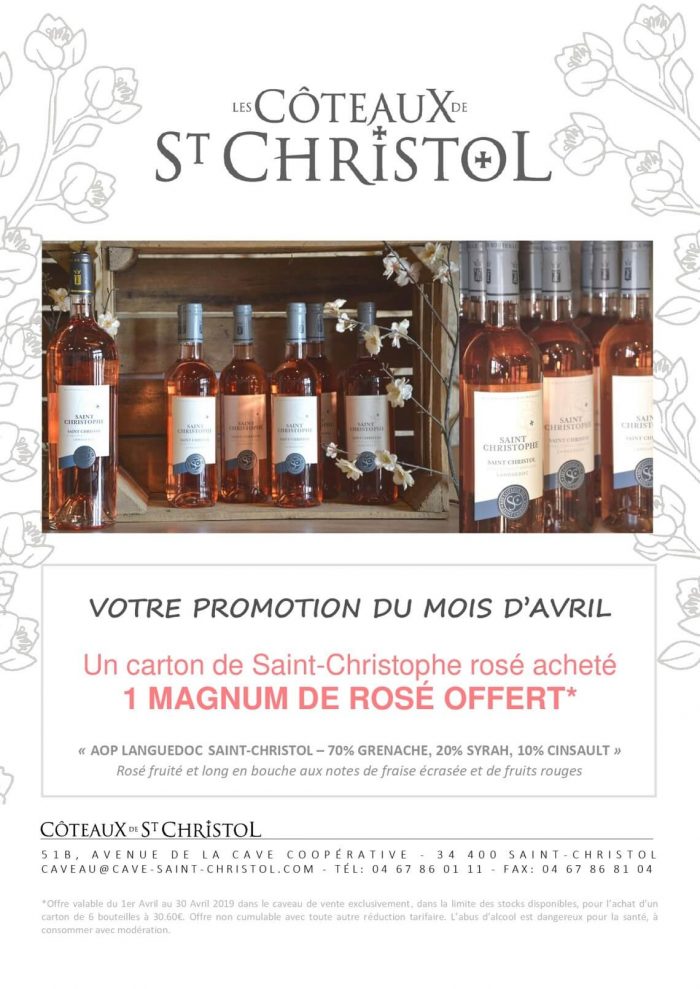 VOTRE PROMOTION DU MOIS D’AVRIL - Les Coteaux de Saint-Christol